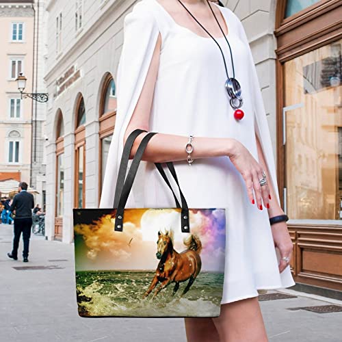 Womens Handbag Horse Animal Leather Tote Bag Top Handle Satchel Bags For Lady