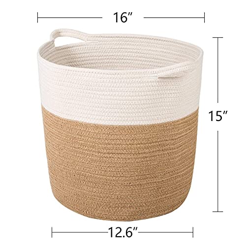 Goodpick Boho Woven Storage Basket Rope Laundry Basket with Handles (Set of 2)