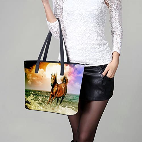 Womens Handbag Horse Animal Leather Tote Bag Top Handle Satchel Bags For Lady