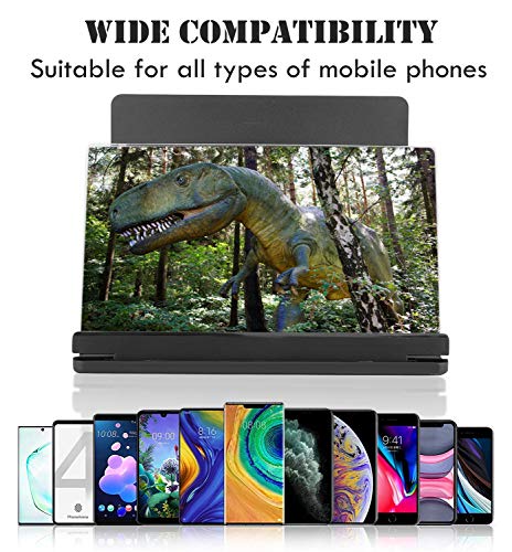 EBTOOLS Phone Screen Magnifier, 12In HD Video Amplifier Cell Phone Stand, Suitable for Indoor, Camping, Travel