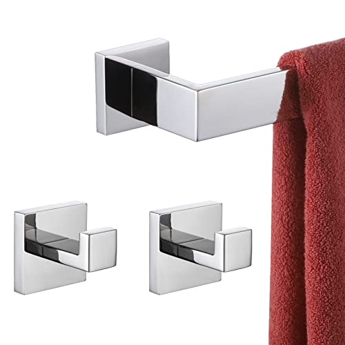 KOKOSIRI 24-Inch Single Towel Bar, Bathroom Towel Holder, Bath Towel Hook Modern Robe Hook Coat Hook, Wall Mounted, SUS 304 Stainless Steel, Polished Chrome, B05A3-CH-L24