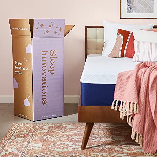Sleep Innovations Shiloh 14-inch Memory Foam Mattress, California King, White & Innovations 4-inch Dual Layer Gel Memory Foam Mattress Topper Enhanced Support, California King