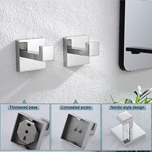 KOKOSIRI 24-Inch Single Towel Bar, Bathroom Towel Holder, Bath Towel Hook Modern Robe Hook Coat Hook, Wall Mounted, SUS 304 Stainless Steel, Polished Chrome, B05A3-CH-L24