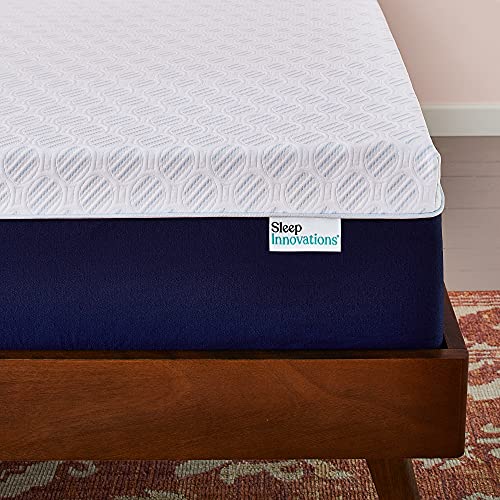 Sleep Innovations Shiloh 14-inch Memory Foam Mattress, California King, White & Innovations 4-inch Dual Layer Gel Memory Foam Mattress Topper Enhanced Support, California King