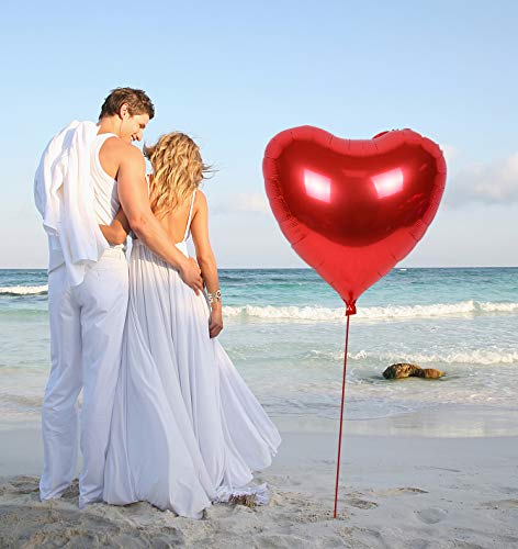 4 PCS Huge Heart Shaped Balloons, 32 Inches Romantic Large Red Foil Balloons for Engagement Wedding Valentines Day Anniversary Party Decorations