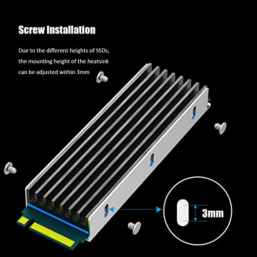GLOTRENDS M.2 Heatsink M.2 Screws PS5 Installation Desktop PC Installation, fit for 2280 M.2 PCIe NVMe 4.0/3.0 SSD