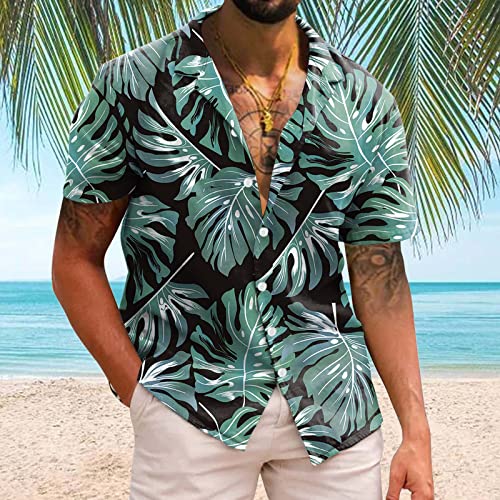 DUOWEI Men Casual Short Sleeve Spring Summer Turndown Neck 3D Printed Shirts Fashion Top Blouse Shirts