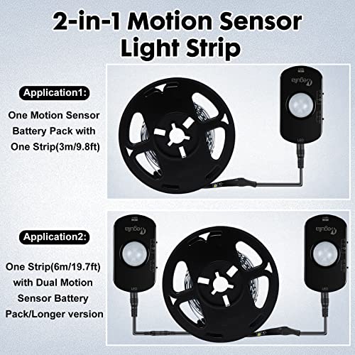 Megulla 3.5m/11.5ft Motion Sensor Gun Safe Lights, Gen3 Rechargeable Battery Motion Activated Black LED Strip with Timer and Dimmer for Dark Corners, Closets, Under Cabinets -Daylight White, 5000K