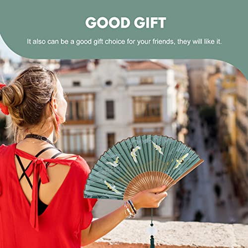 RAZZUM Retro Style Silk Fan Folderable Fan Chinese Style Fan Wall Decoration Costume Collocation Large Wall Decor Fan