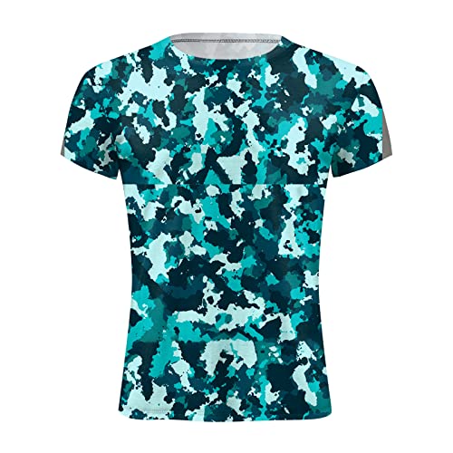 DUOWEI Men Fashion Spring Summer Casual Short Sleeve O Neck Camouflage Printed T Shirts Top Blouse