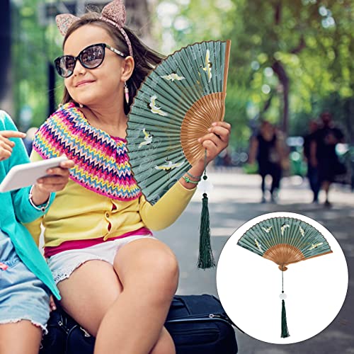 RAZZUM Retro Style Silk Fan Folderable Fan Chinese Style Fan Wall Decoration Costume Collocation Large Wall Decor Fan