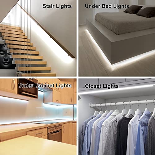 Megulla 3.5m/11.5ft Motion Sensor Gun Safe Lights, Gen3 Rechargeable Battery Motion Activated Black LED Strip with Timer and Dimmer for Dark Corners, Closets, Under Cabinets -Daylight White, 5000K