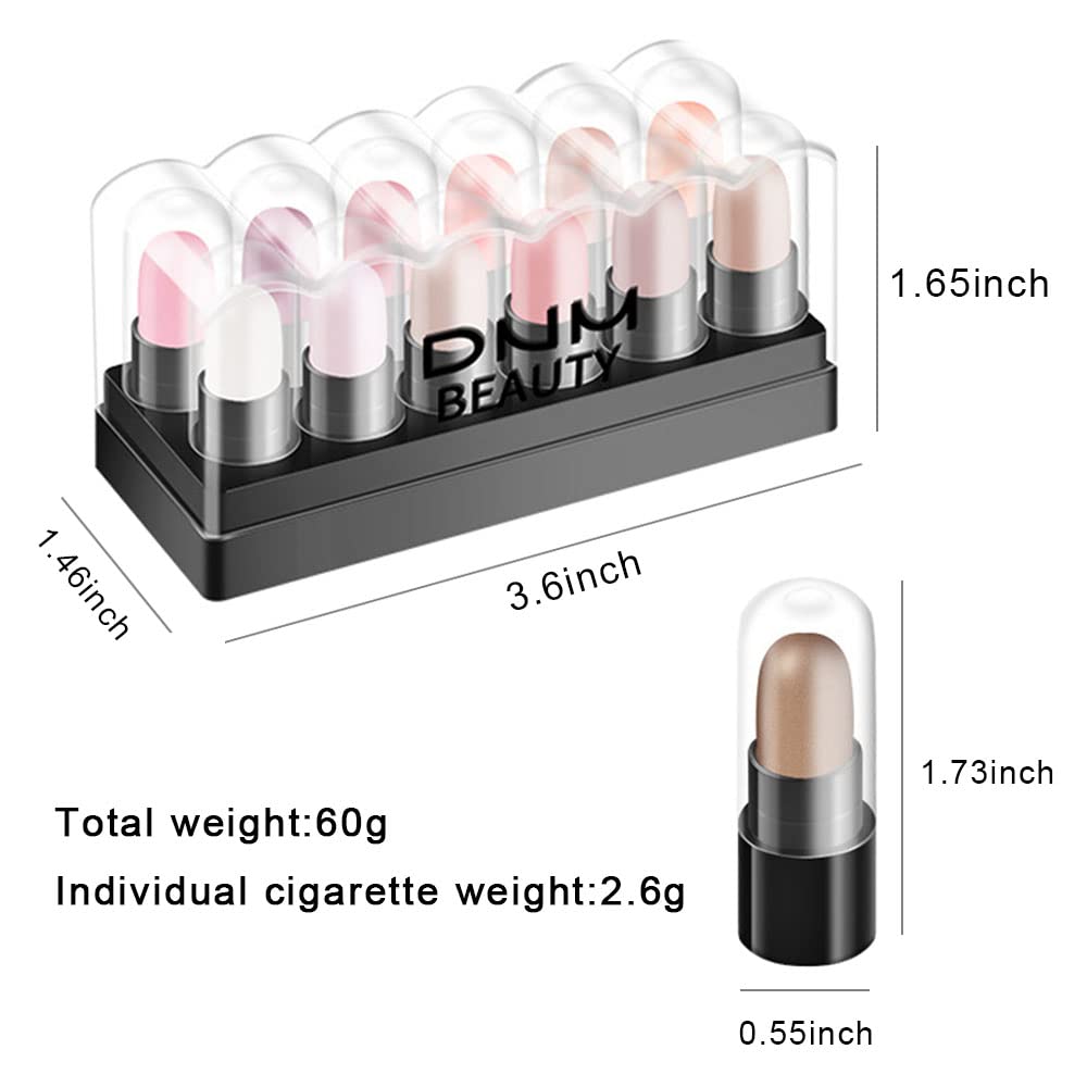 AMY'S DIARY 12 Colors Glitter Eyeshadow Stick Pen Makeup Set, Smoky Eye Shadow Pencil Crayon DNM Waterproof Gold Gray Silver White Blue Brown Green Cream Eye Glitter Eyeshadow Stick Set