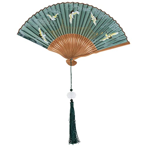 RAZZUM Retro Style Silk Fan Folderable Fan Chinese Style Fan Wall Decoration Costume Collocation Large Wall Decor Fan