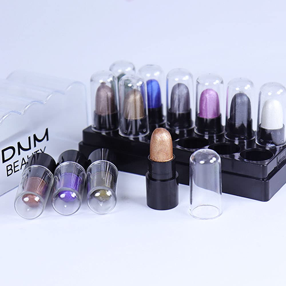 AMY'S DIARY 12 Colors Glitter Eyeshadow Stick Pen Makeup Set, Smoky Eye Shadow Pencil Crayon DNM Waterproof Gold Gray Silver White Blue Brown Green Cream Eye Glitter Eyeshadow Stick Set