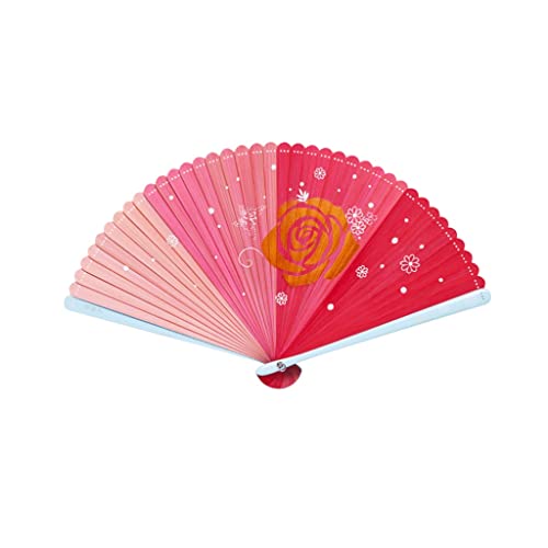 Decorative Folding Fans Women Hand Held Folding Fans Chinese/Japanese Style Butterflies Engraved Pattern Folding Hand Fan for Festivals Wedding Gift Hand Fan fan (Color : Red)