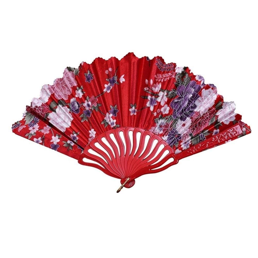 HRANG Hand Fan Folding Fan,Hand-held Fan,Wedding Folding Fan Chinese Style Dance Wedding Party Lace Silk Folding Hand Flower Fan Fans Hand Paper Folding Props Vintage Style