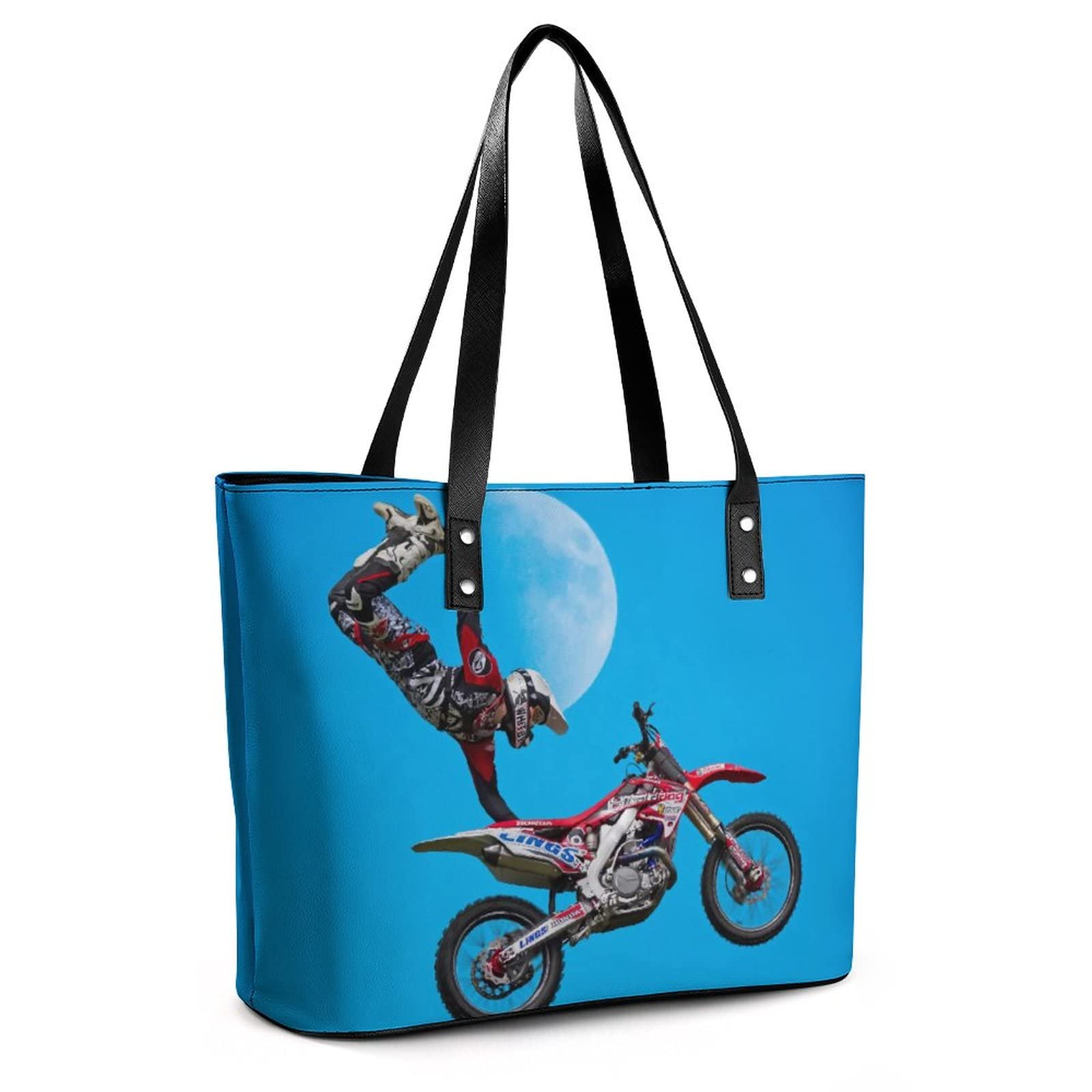 Womens Handbag Motorcycle Motocross Leather Tote Bag Top Handle Satchel Bags For Lady
