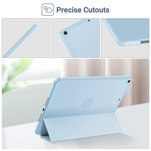 ProCase Smart Case for iPad 10.2 iPad 9th Generation 2021/ iPad 8th Generation 2020/ iPad 7th Generation 2019 Case with Pencil Holder, Trifold Stand Hard Frosted Back Cover for iPad 10.2" -SkyBlue