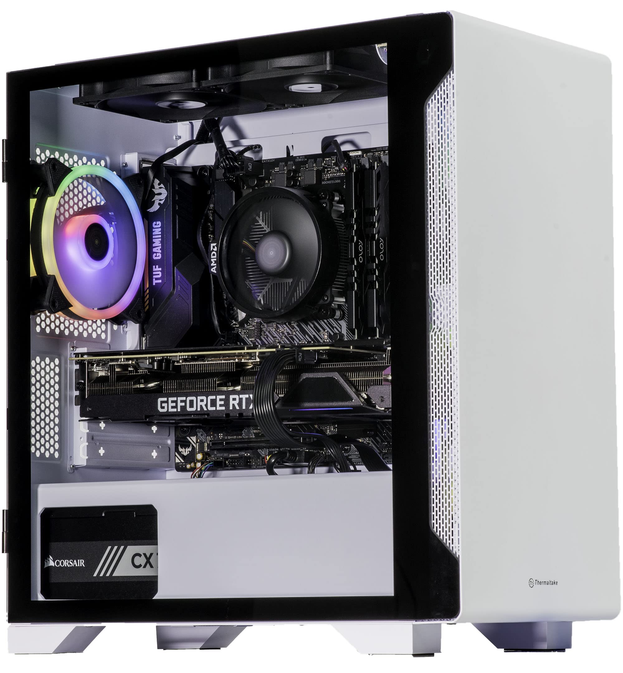 Velztorm Nix Custom Built Gaming Desktop PC Snow White (AMD Ryzen 5 5600X 6-Core, 16GB RAM, 1TB PCIe SSD + 1TB HDD (3.5), GeForce RTX 3070, 1xUSB 3.2, 3xUSB 3.0, 1xHDMI, Win 10 Home)