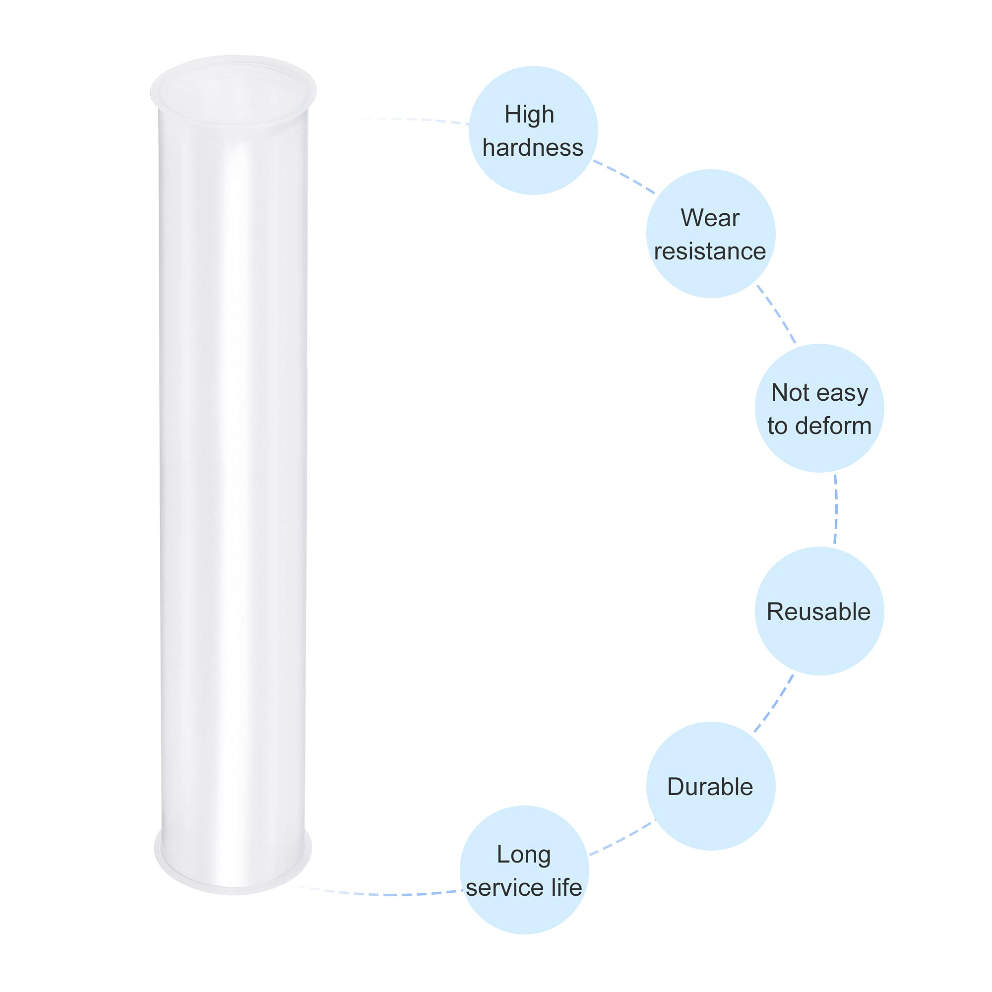 MECCANIXITY Clear Storage Tube Small Plastic Round Tubing with Caps Rigid Bottle Container 41.6x43x300mm/12 Inch Length for Item Stored
