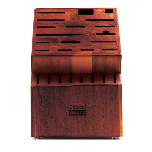 Cooks Standard 25 Slot X-Large Acacia Knife Block Holder without Knives, Countertop Butcher Block Kitchen Knife Stand, Hold Multiple Large Blade Knives, Wider Slots for Easier Storage