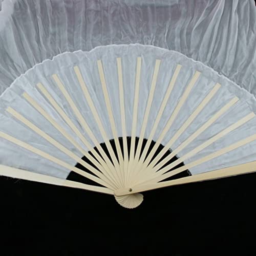 RAZZUM 2 Pair Silk Belly Dance Fan Veils Long Women Large Folding Fan, Stage Performance Props Fan