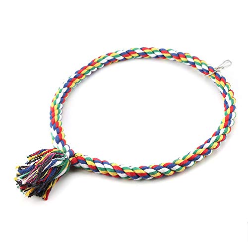 Bird Rope Swing, Cotton Bird Circle Ring Rope Perch Stand Swing Chewing Toy Birdcage Decoration Accessory for African Grey Budgie Parakeet Cockatiel Cockatoo(S)