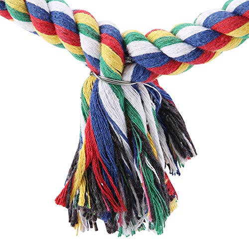 Bird Rope Swing, Cotton Bird Circle Ring Rope Perch Stand Swing Chewing Toy Birdcage Decoration Accessory for African Grey Budgie Parakeet Cockatiel Cockatoo(L)