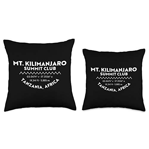 Mt. Kilimanjaro Summit Club Shirts & Gifts Summit Club LAT Long Elevation-Mt. Kilimanjaro Throw Pillow, 18x18, Multicolor