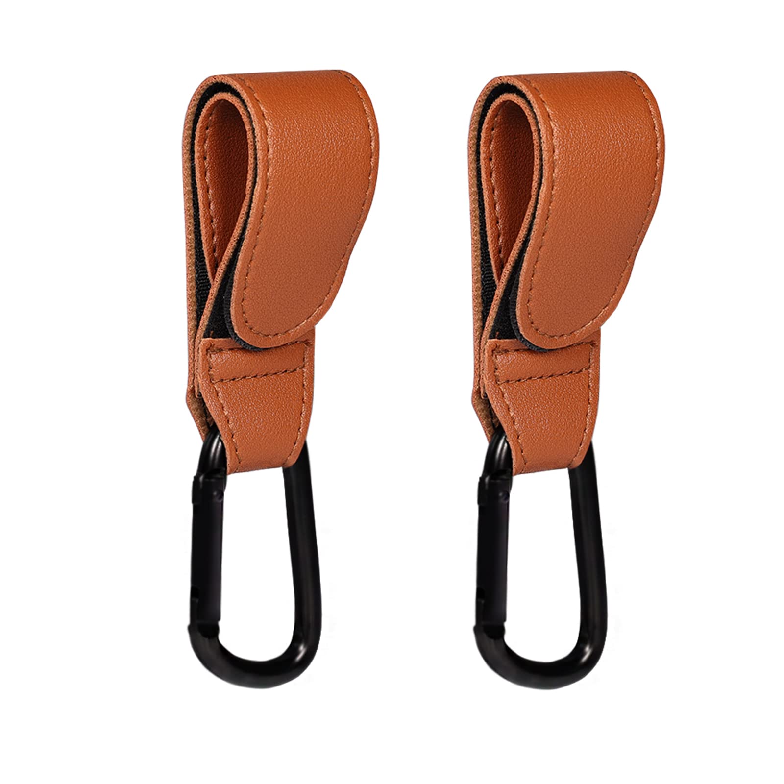 SAVITA 2pcs Baby Bag with Stroller Hooks, Leather Stroller Organizer Pram Buggy Hook Clip for Hanging Shopping, Dressing and Diaper Bags