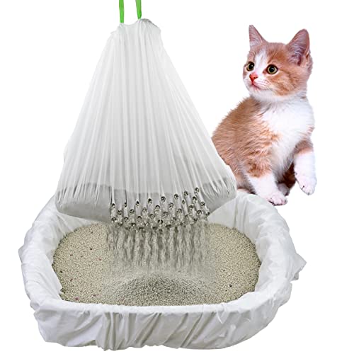 Sifting Cat Litter Box Liners Bags with Holes- Durable with Drawstring Scratch Resistant Waste (1, 36x18 Inch (Pack of 7))