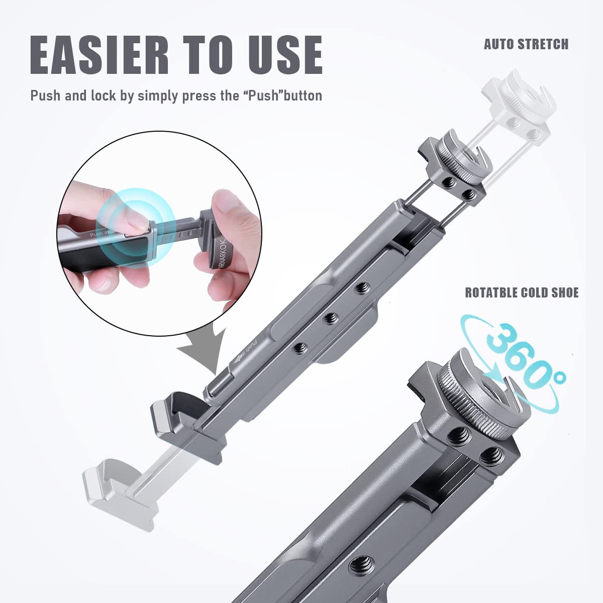 ARNARKOK Metal Tablet Tripod Mount, 7.9-12.9in Ipad Holder, Rotatable Cold Shoe, 2 Acra Swiss QR Bracket, Universal Tablet Mount for Video Recording
