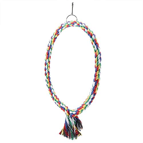 Bird Rope Swing, Cotton Bird Circle Ring Rope Perch Stand Swing Chewing Toy Birdcage Decoration Accessory for African Grey Budgie Parakeet Cockatiel Cockatoo(S)