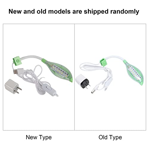 Aquarium Mini USB Lamp Tortoise Fish Tank Aquarium LED Clip On Leaf Head Light for Aquatic Plant Growing with US Plug(Blue White Light-Green)