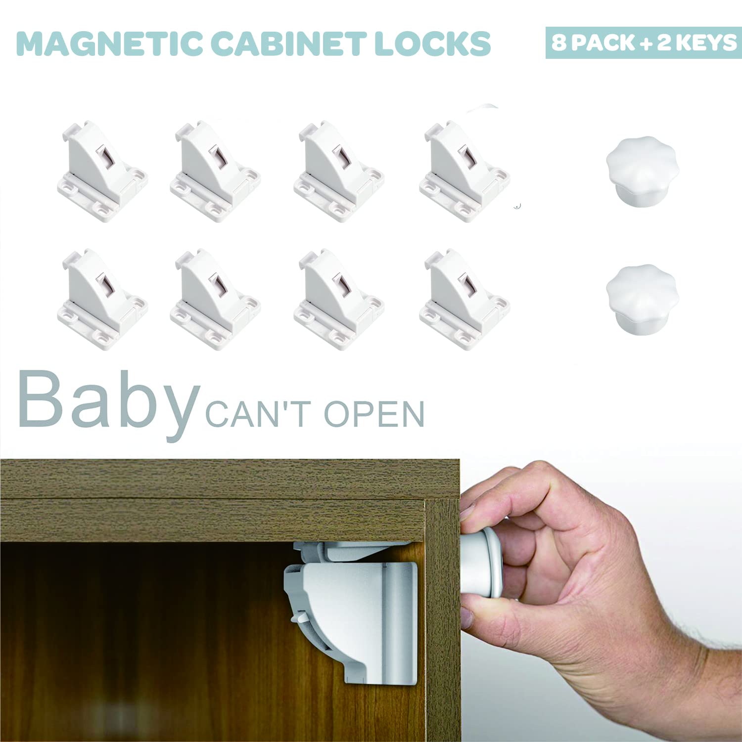 Child Proof Cabinet Latches 22 Pack - Baby Proofing Cabinet Locks for Babies, 3M Adhesive No Drilling, Multi-Purpose for Most Cabinets and Drawers, Fridges, Ovens, Toilet Seats
