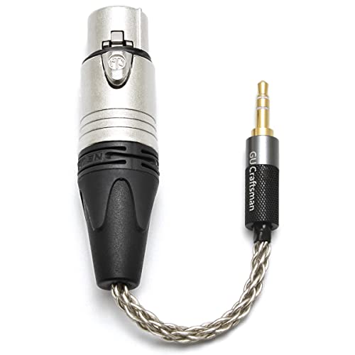 GUCraftsman 3.5mm Stereo Male to 4 Pin XLR Balanced Female Portable Headphone Adapter Cable 6N Single Crystal Silver Headphone Jack Convert Cable for Audio Players with 3.5mm Ports
