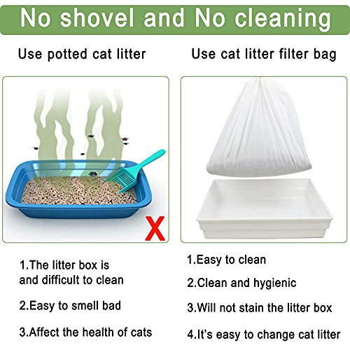 Sifting Cat Litter Box Liners Bags with Holes- Durable with Drawstring Scratch Resistant Waste (1, 36x18 Inch (Pack of 7))