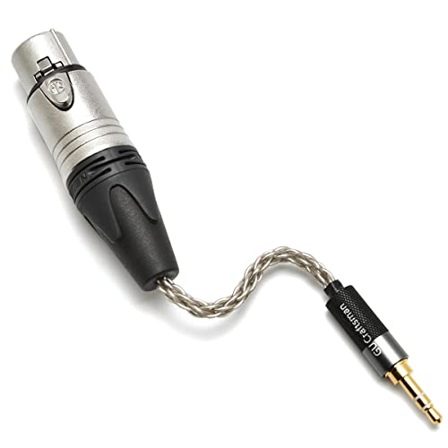 GUCraftsman 3.5mm Stereo Male to 4 Pin XLR Balanced Female Portable Headphone Adapter Cable 6N Single Crystal Silver Headphone Jack Convert Cable for Audio Players with 3.5mm Ports