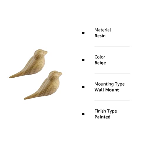 2PCS Bird Wall Hooks Coat Hooks Wooden Coat Hanger Wall Mounted Art Decor for Hanging Towels Hat Rack in Entryway Bathroom Kitchen (2PSCWOOD)