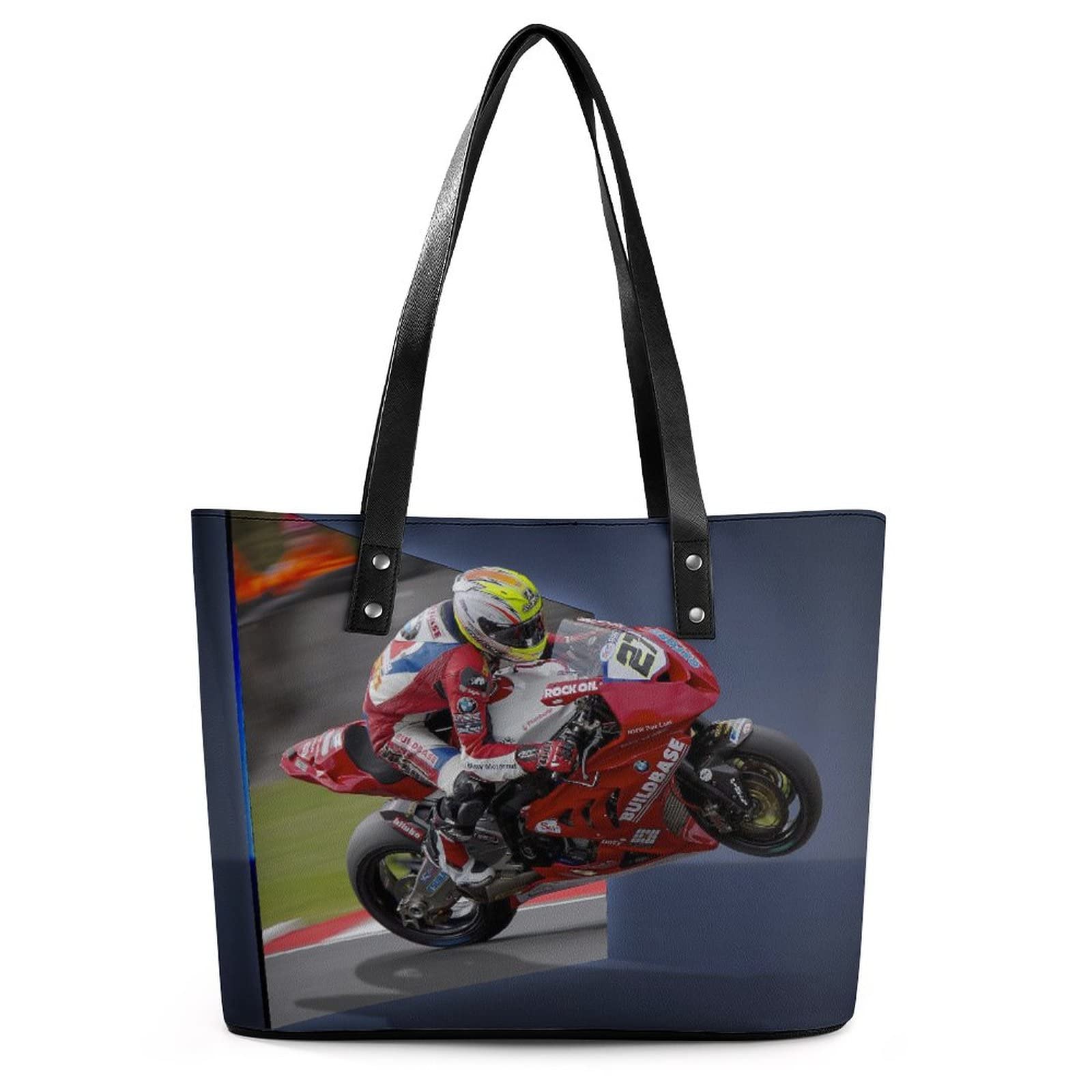 Womens Handbag Motorcycle Motocross Leather Tote Bag Top Handle Satchel Bags For Lady