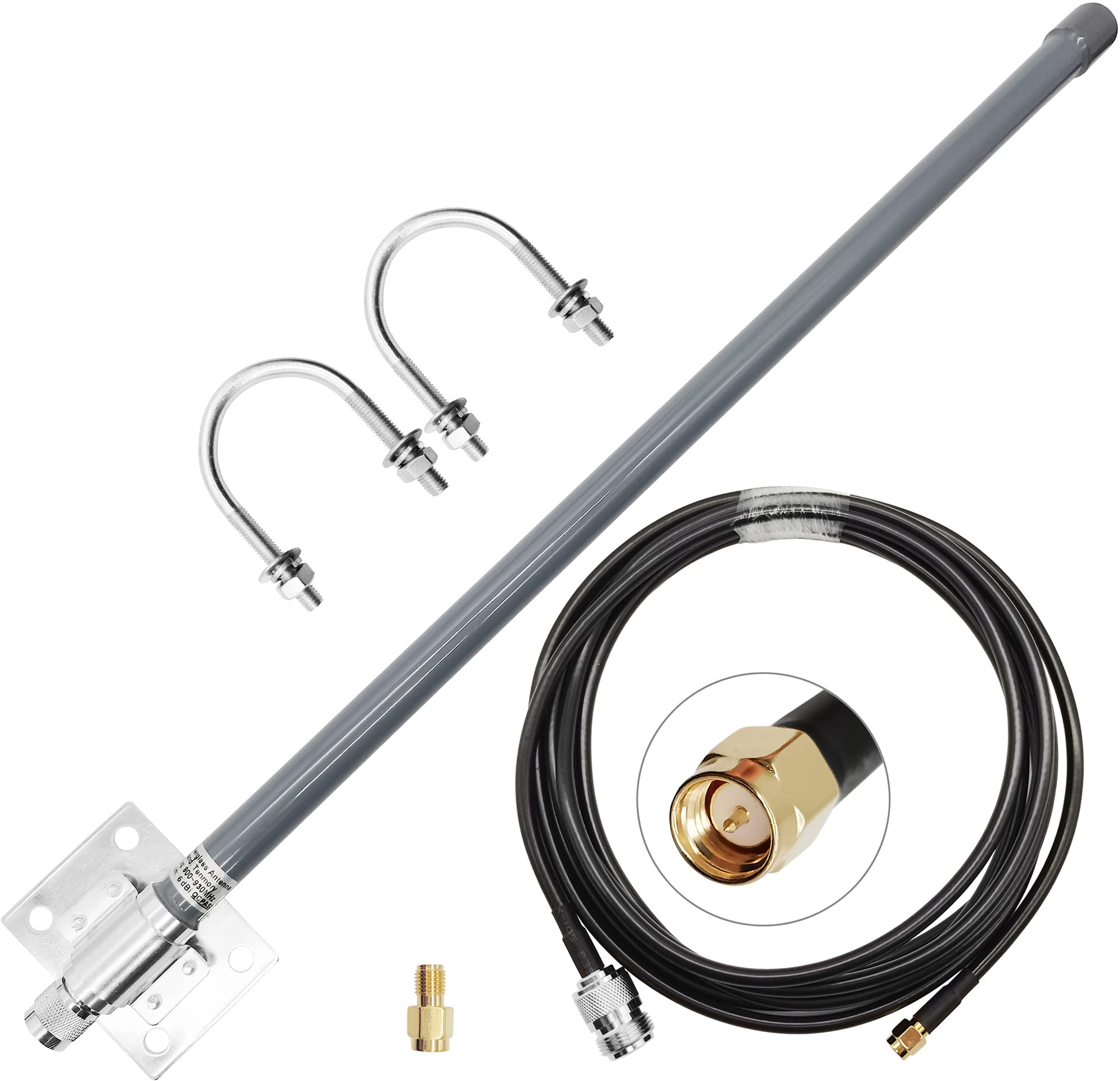 LoRa Gateway Antenna 915MHz 6dBi for RAK HNT Bobcat Helium Hotspot Miner + 10ft N-Female to SMA-Male Extension Cable