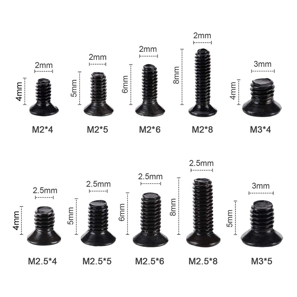 homeemoh 250 Pcs Laptop Computer Replacement Screws Kit, Flat Head Phillips Screws Laptop Screws Set for Computer Laptop