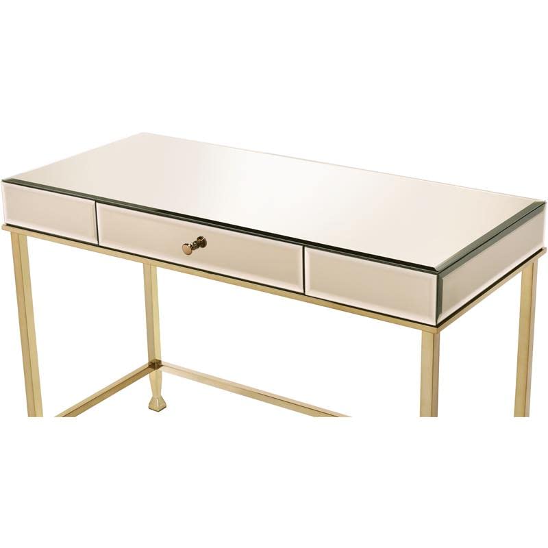 Acme Furniture Canine Writing Desk, Smoky Mirroed and Champagne Finish