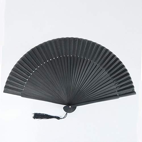 Decorative Folding Fans Oriental Handmade Portable Pocket Fan Chinese Style Handheld Fans Black Silk Fabric Bamboo Handheld Folding Fan Elegant Hand Fans Vintage style