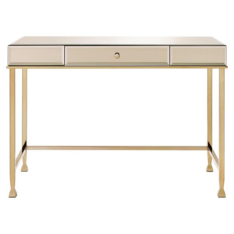 Acme Furniture Canine Writing Desk, Smoky Mirroed and Champagne Finish