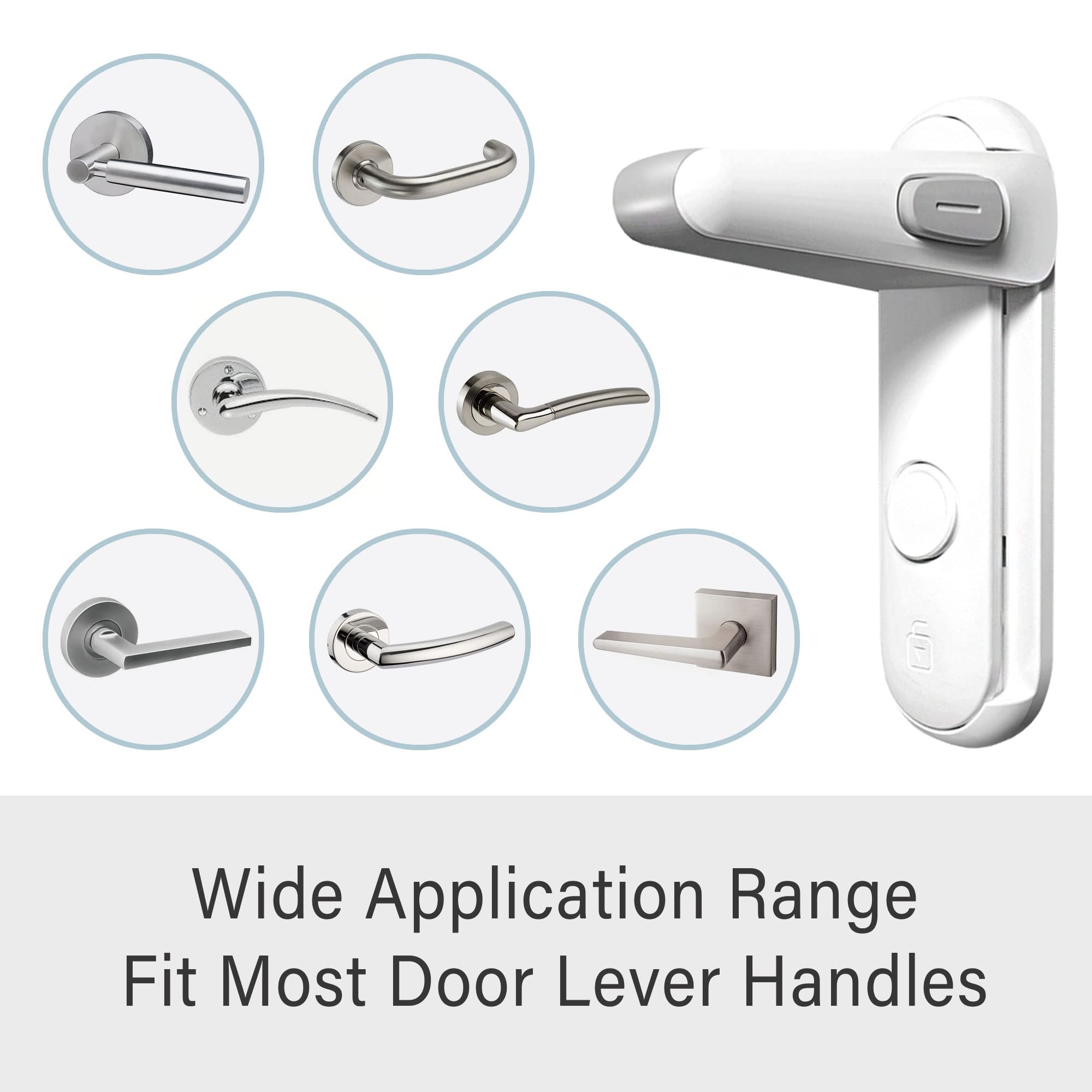 Heart of Tafiti Childproof Door Lever Lock, Baby Proofing Door Handle Lever, Door Handle Child Proof, Toddler Door Locks, Strong Adhesive no Tools Need or Drill (White, 2 Pack)