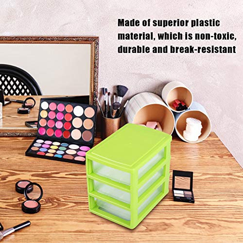 Plastic Non-toxic Drawer Storage Box, Drawer Storage Organizer, Convenient for Bedroom,(3 layers of green)