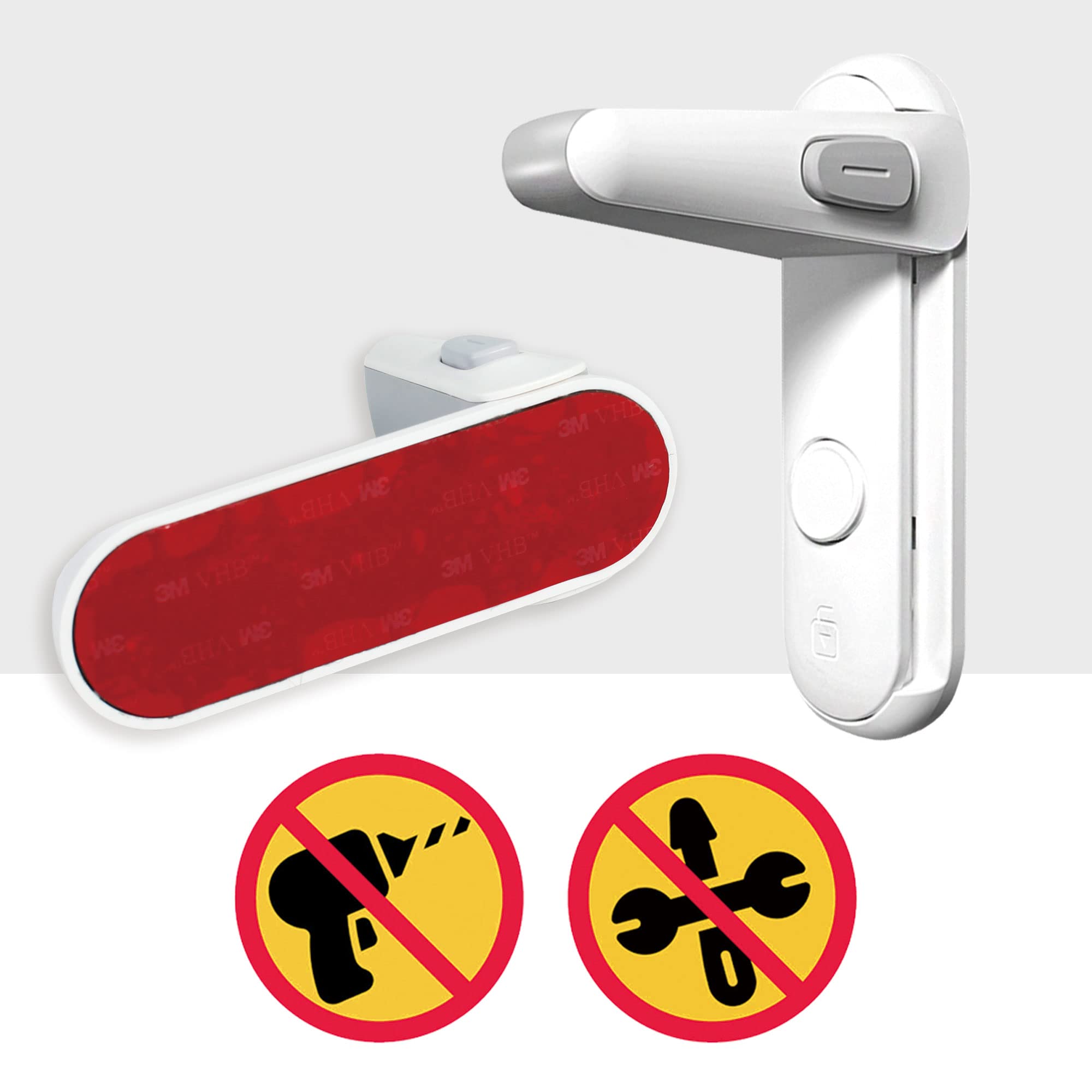 Heart of Tafiti Childproof Door Lever Lock, Baby Proofing Door Handle Lever, Door Handle Child Proof, Toddler Door Locks, Strong Adhesive no Tools Need or Drill (White, 2 Pack)