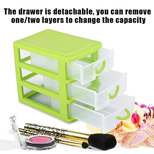 Plastic Non-toxic Drawer Storage Box, Drawer Storage Organizer, Convenient for Bedroom,(3 layers of green)